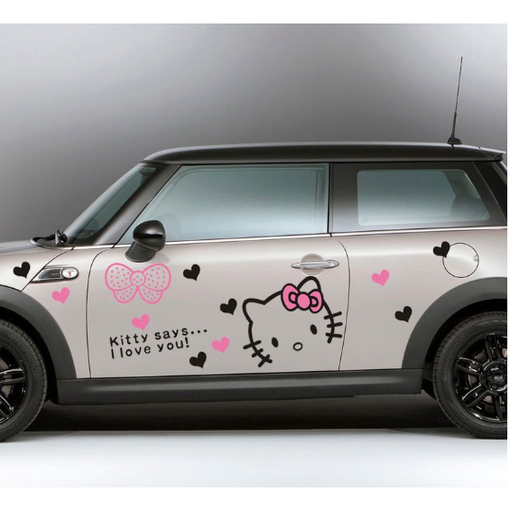 Hello Kitty Car Sticker Car Hood Stickers Cartoon Car Cover Body Two ...