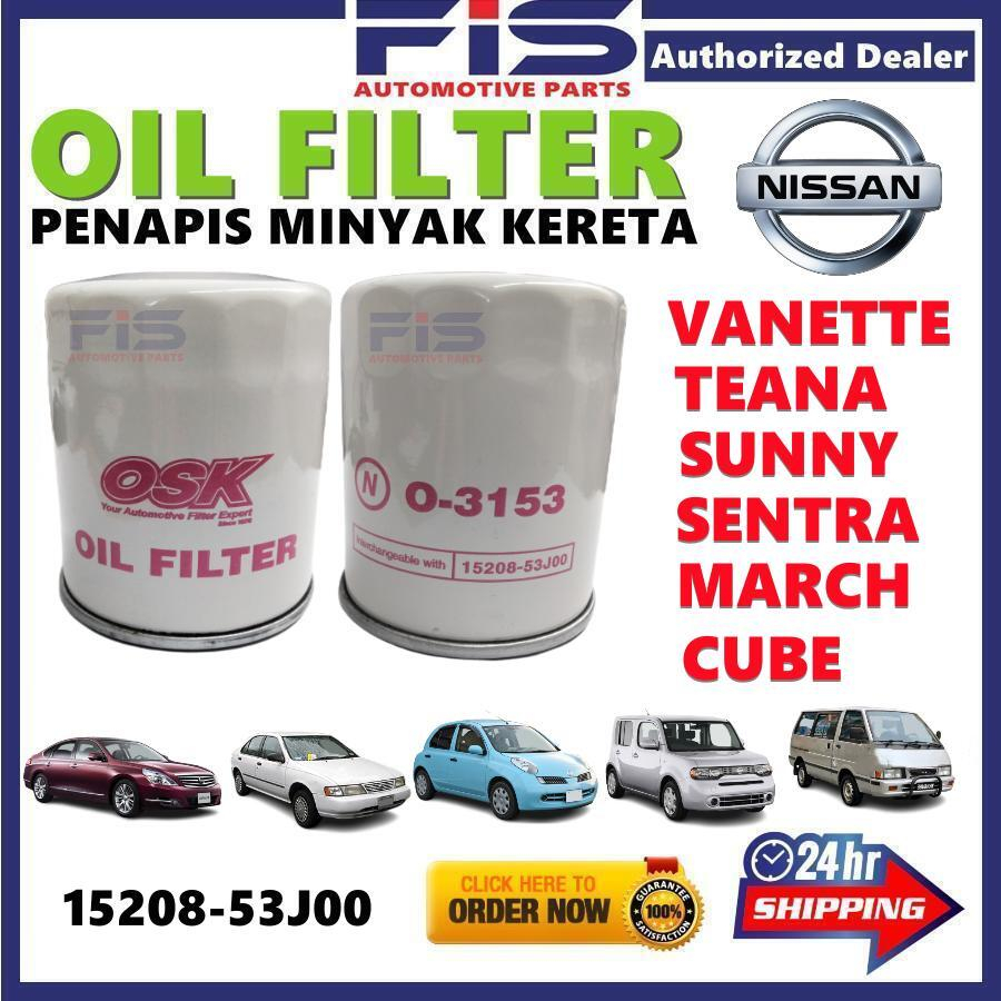 FIS Oil Filter Nissan Vanette Teana Sunny Sentra March Cube 15208-53J01 ...