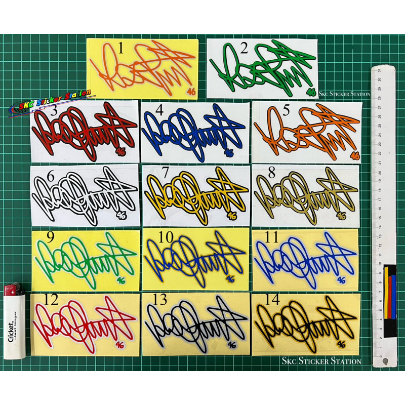 46 Rossi Signature Sticker Cutting Overlapping Reflective #46 # ...
