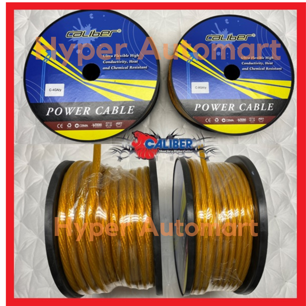 Precut 1Meter Caliber Car Audio Power Cable 4Guage/8Guage High Current ...