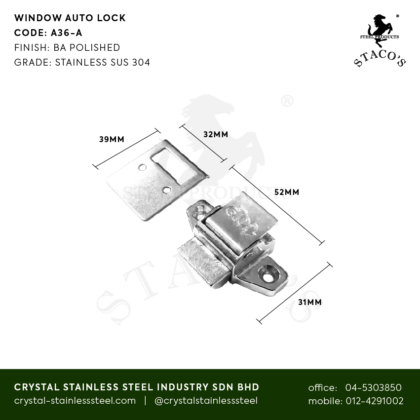 STACOS Stainless Steel 304 Left Right Lock Door Swivel Bolt Swing Bolt ...
