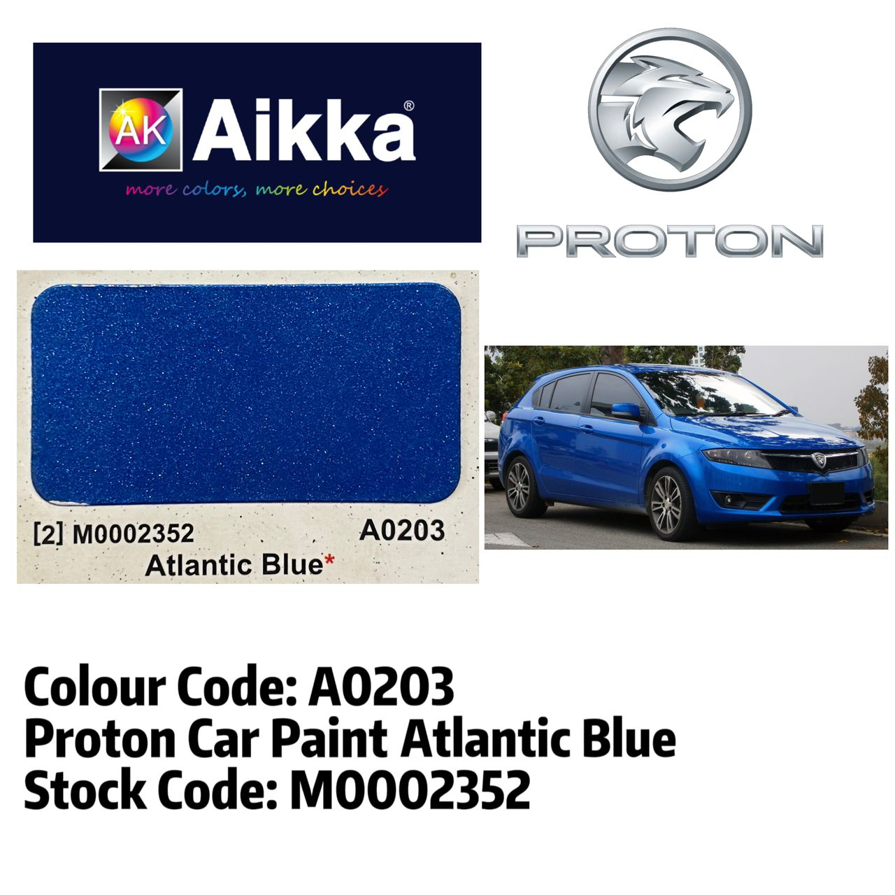 AIKKA AUTOMOTIVE PAINT / PROTON A0203 / ATLANTIC BLUE* / TOUCH UP PAINT ...