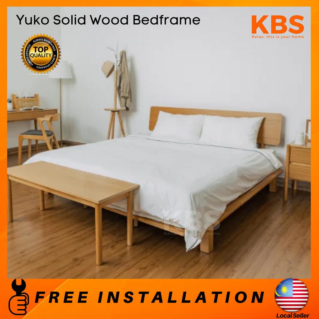 (FREE Installation+Shipping) KBS Yuko FULL SOLID WOOD Bed Frame / Muji ...