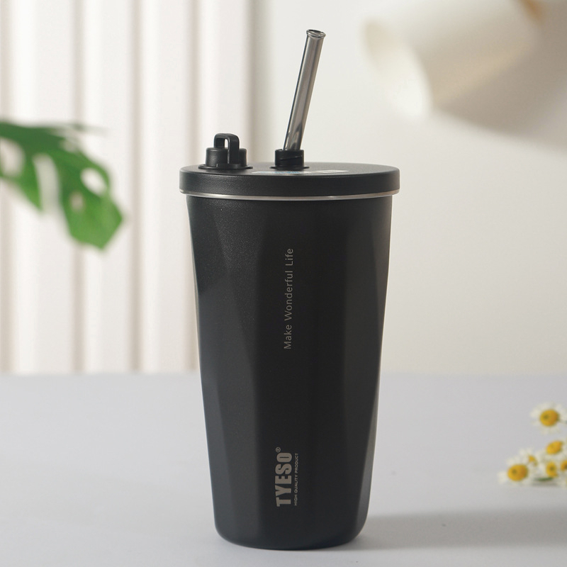 【Local Delivery】Original Tyeso Coffee Mug Vacuum Insulated Bottle Tumbler with Straw Stainless ...