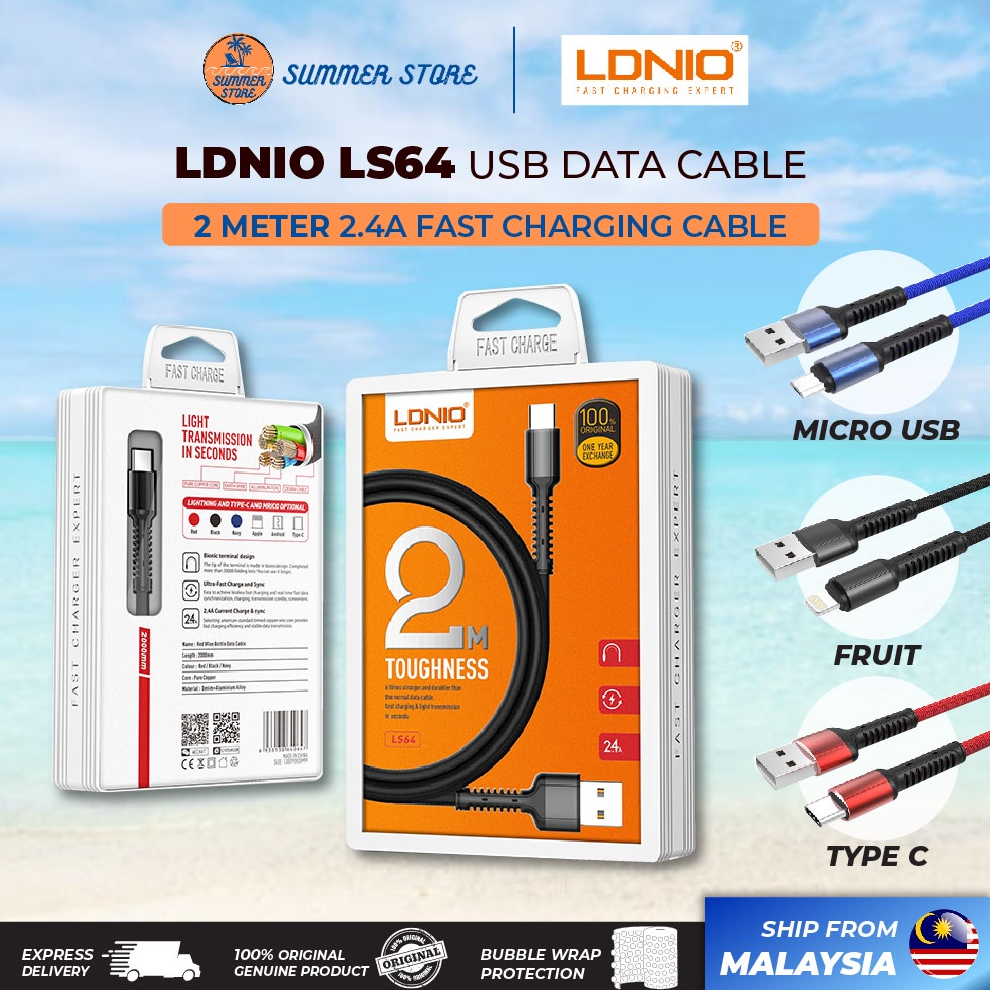 Ldnio LS63/ LS64 USB Data Cable Fast Charging 2.4A Data Sync Toughness ...