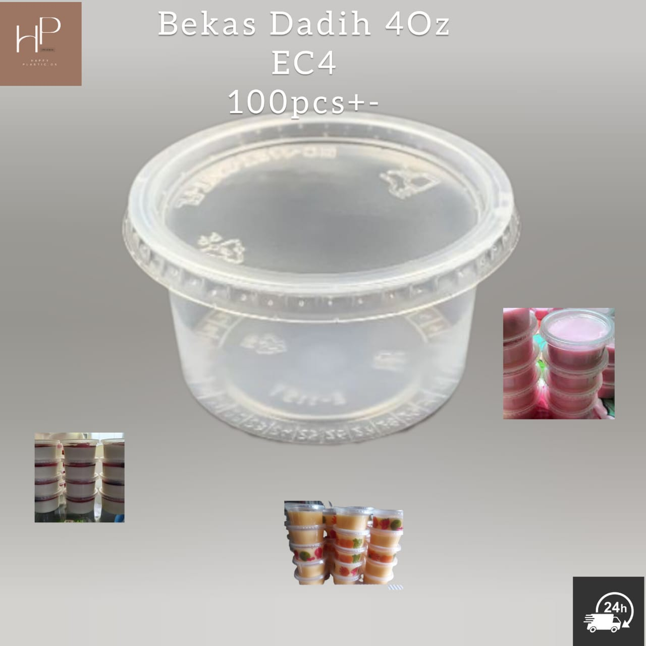 (Ready Stock) EC4OZ. 100+- PP Round Plastic Containers (Bekas Jeli ...
