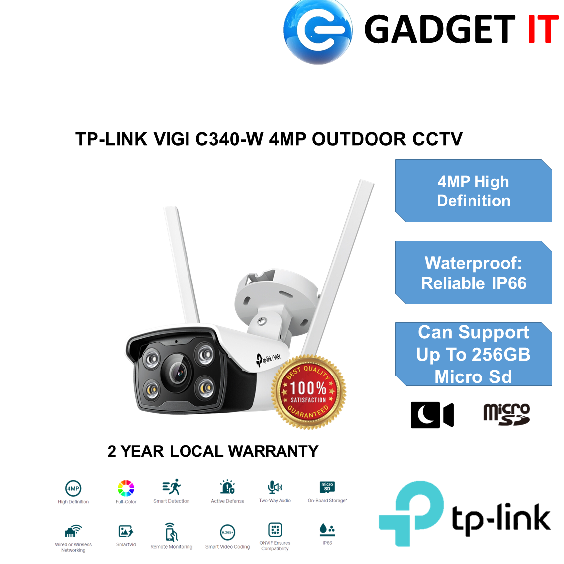 TP-LINK VIGI C340-W 4MP OUTDOOR CCTV FULL COLOR WIRELESS BULLET WIFI ...