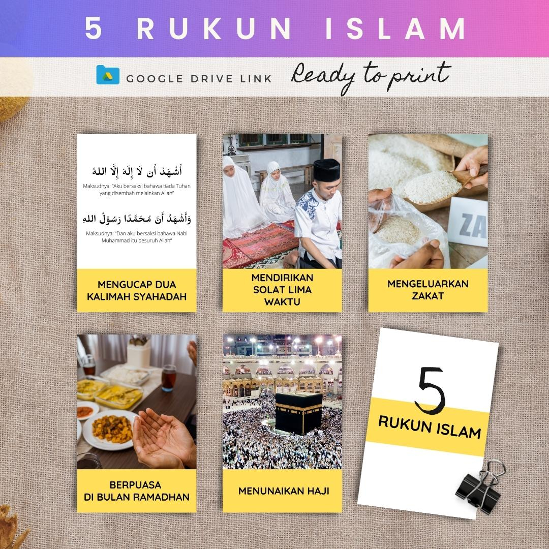 [PDF Soft Copy] Flashcard 5 Rukun Islam | Rukun Islam Flashcard | Kad ...