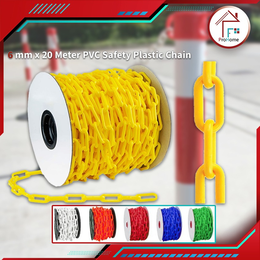 PVC Safety Plastic Chain (6mm) - 20meter (Yellow, White, Red) / PVC ...