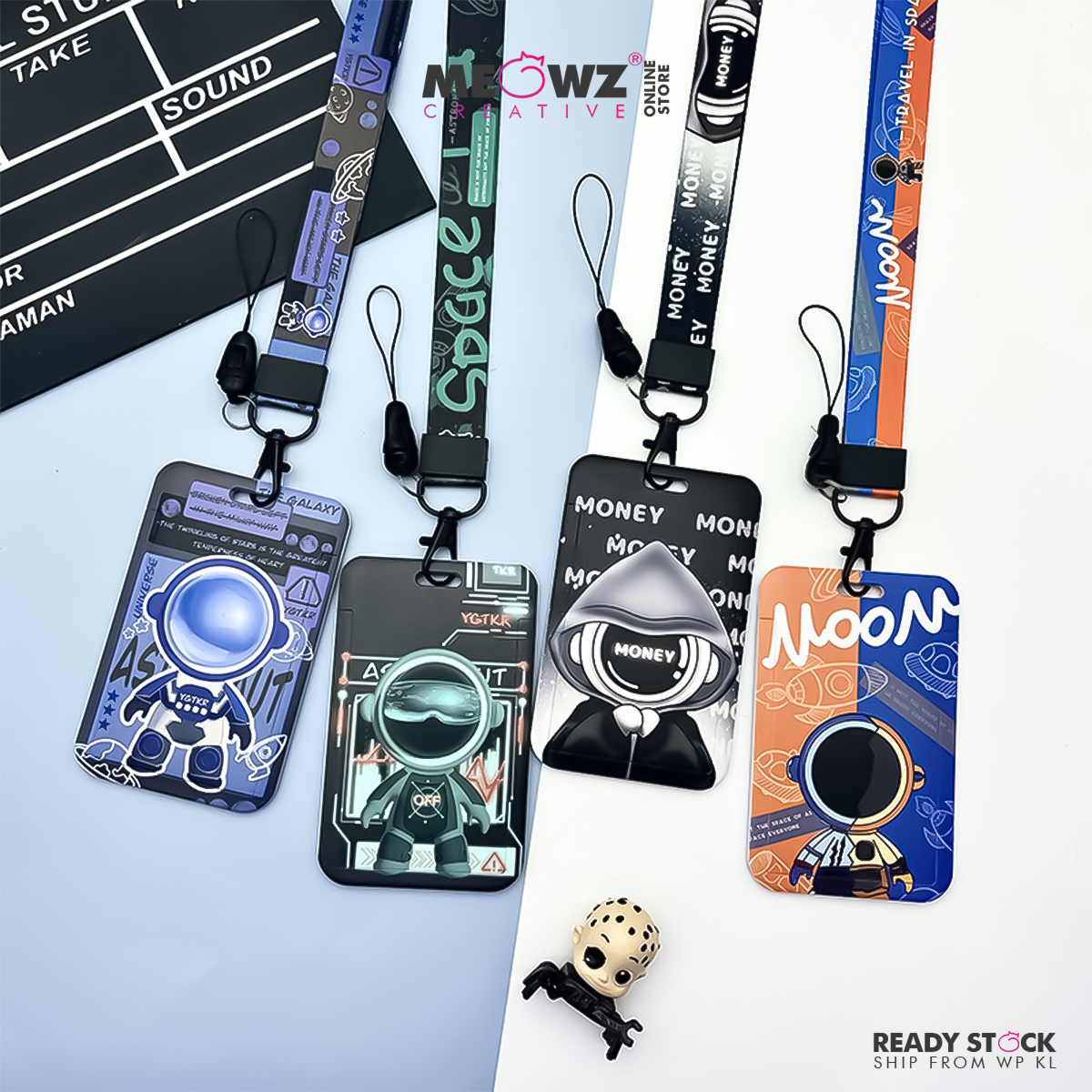 Spaceman Retro Cool Name Card Holder Tags With Lanyard / Keychain ...
