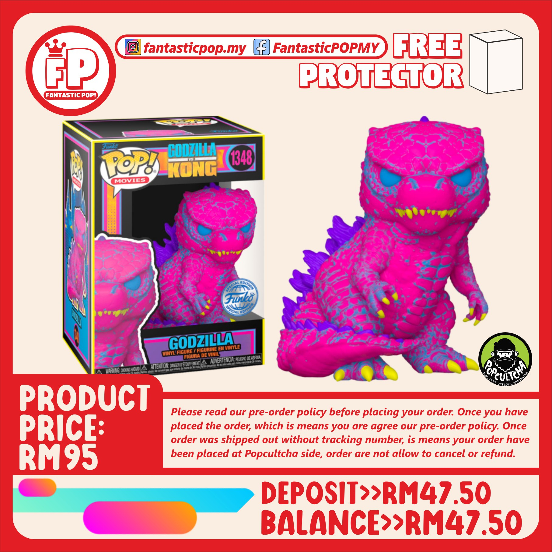 [PO] [POPCULTCHA ORDER] Funko POP ! Blacklight - Movies - Godzilla vs ...