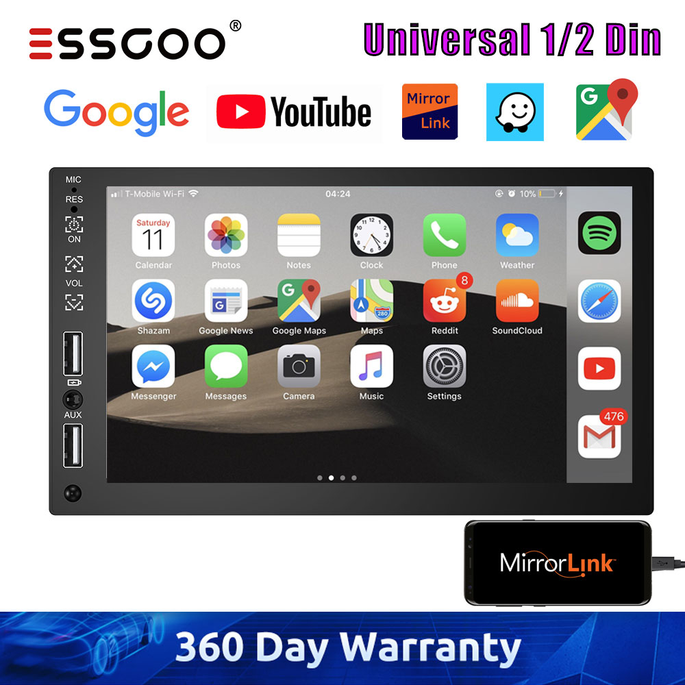 ESSGOO 7" Inch Single Din Car player Touch Screen Multimedia MP5 Player With Mirror link ...