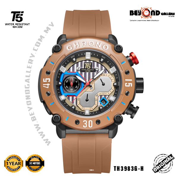 T5 Watch Original (Malaysia) TH3983G Chronograph Date RUBBER Band Sport ...