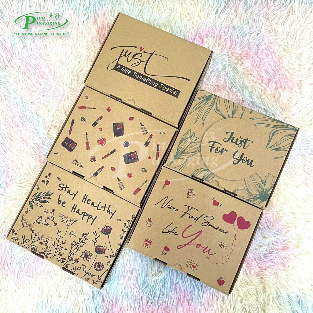 [ 1 Bundle 10 Pcs ] Printed Brown Gift Box Craft Paper Box Pizza Box ...