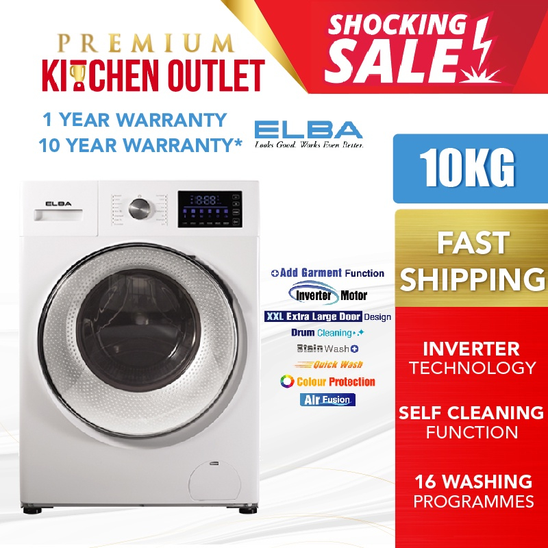 Elba 10KG Inverter Front Load Washing Machine | EWF-J1040IN(WH) | Elba ...