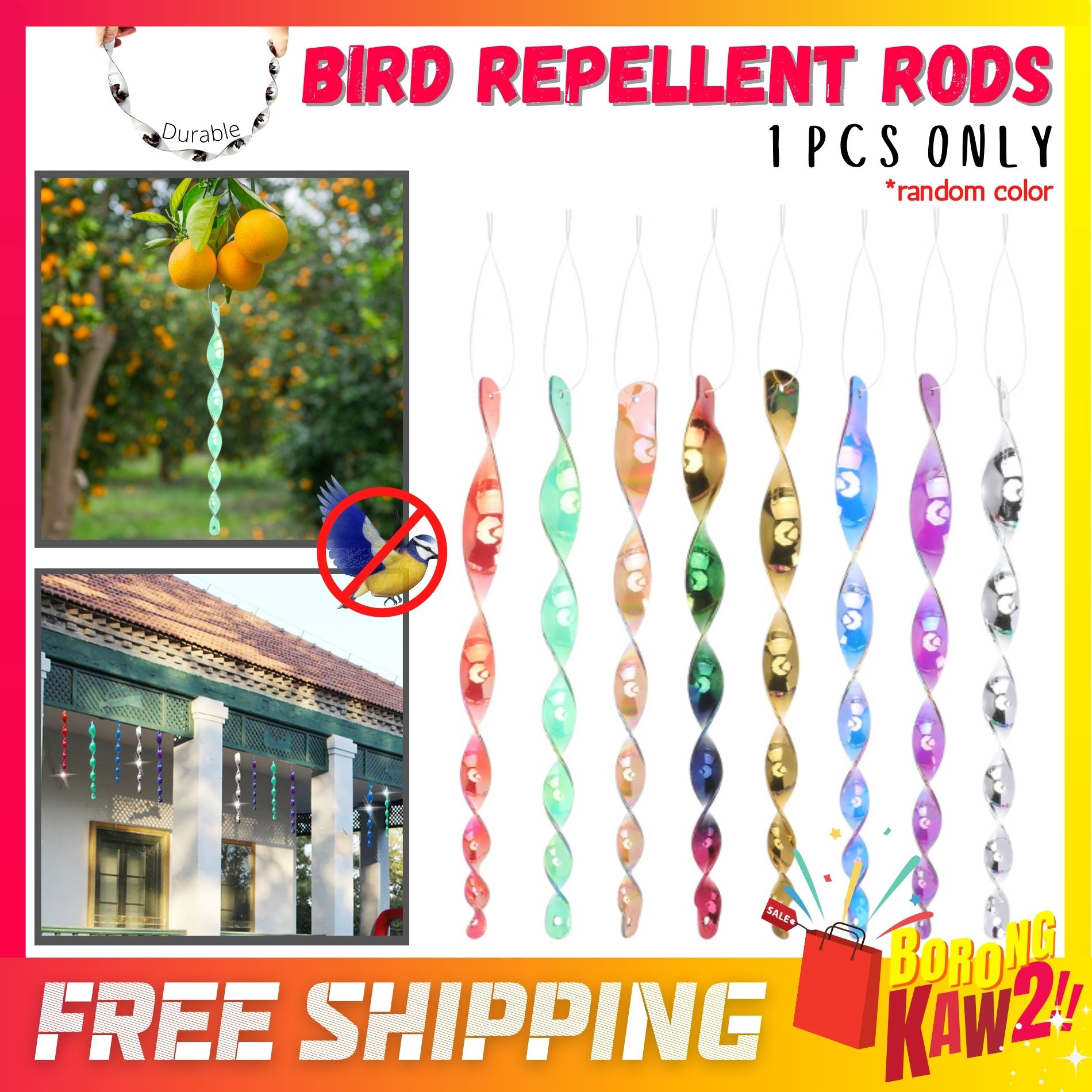 30CM 50CM 70CM 1pcs Bird Repellent Rod Hanging Spiral Shape For Terrace ...