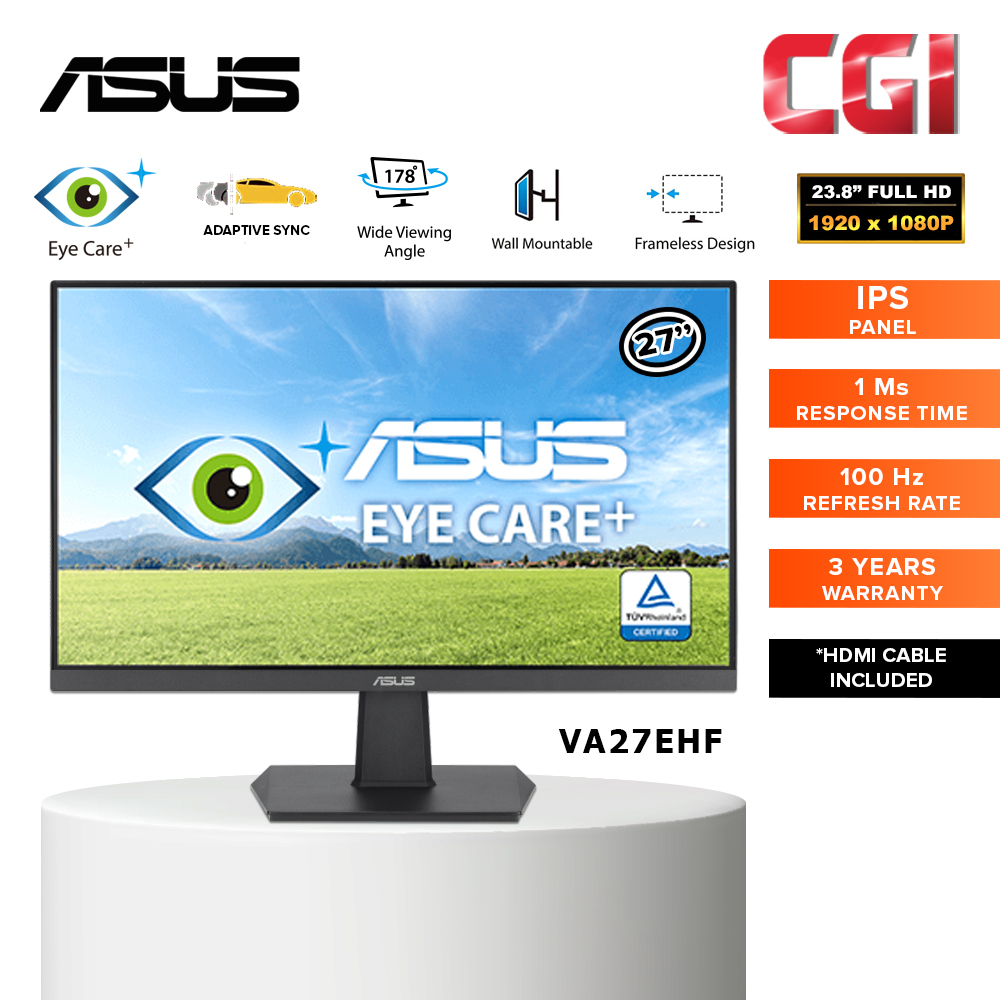 Asus 27" VA27EHF IPS FHD 100Hz 1ms Adaptive Sync Frameless Eye Care ...