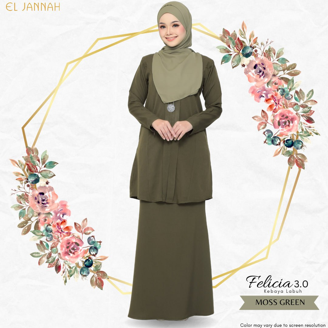Kebaya Labuh Women Moss Green Kebaya Moden Plus Size Selesa Nursing ...