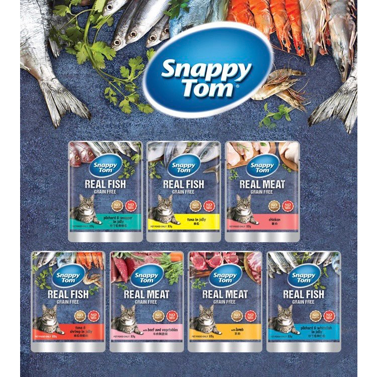 Snappy Tom Pouch Cat Food- Beef / Lamb / Chicken / Pilchard & Snapper ...