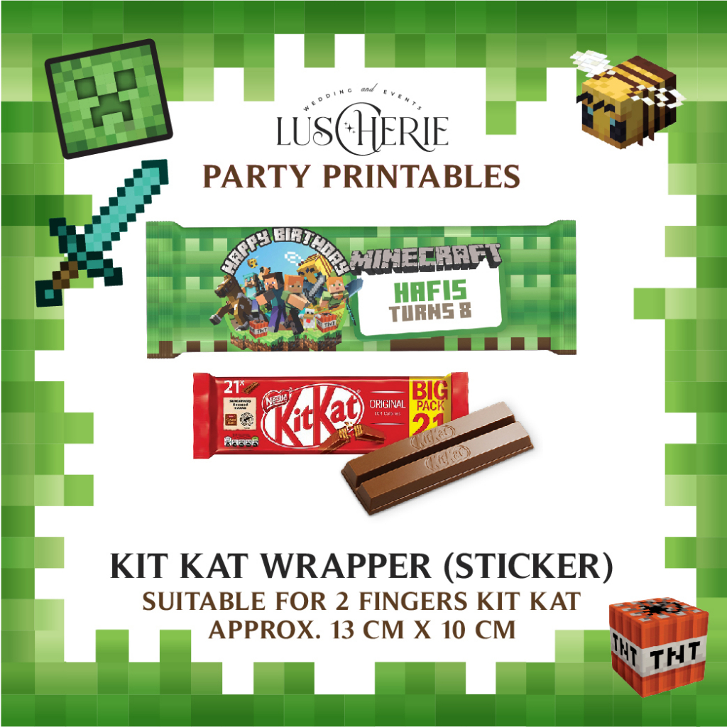 Minecraft Birthday Party Sticker Pack Cake Topper Bottle Wrapper ...