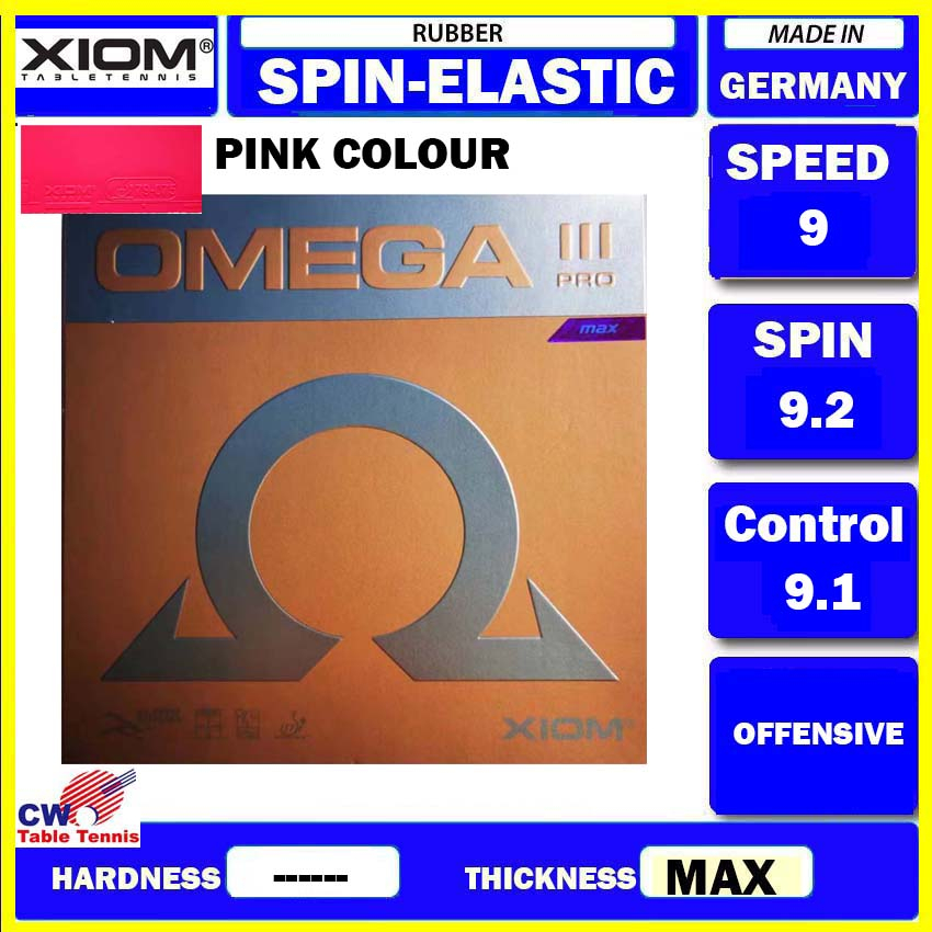 Xiom Omega III Pro PINK Table Tennis Rubber Ping Pong Getah Warna Pink Spin-elastic Offensive ...
