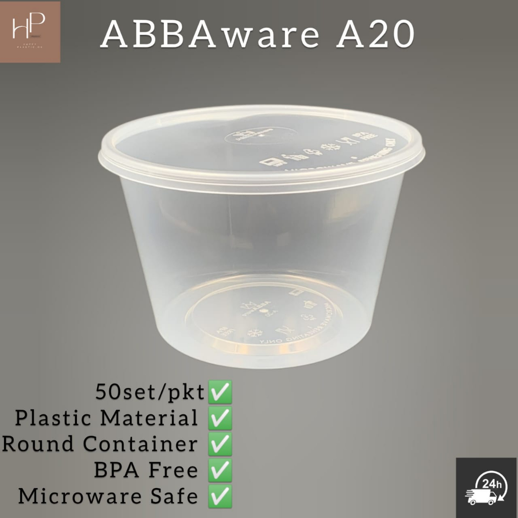 (READY STOCK)ABBA ware A20 20oz Round Disposable Plastic Food Container ...