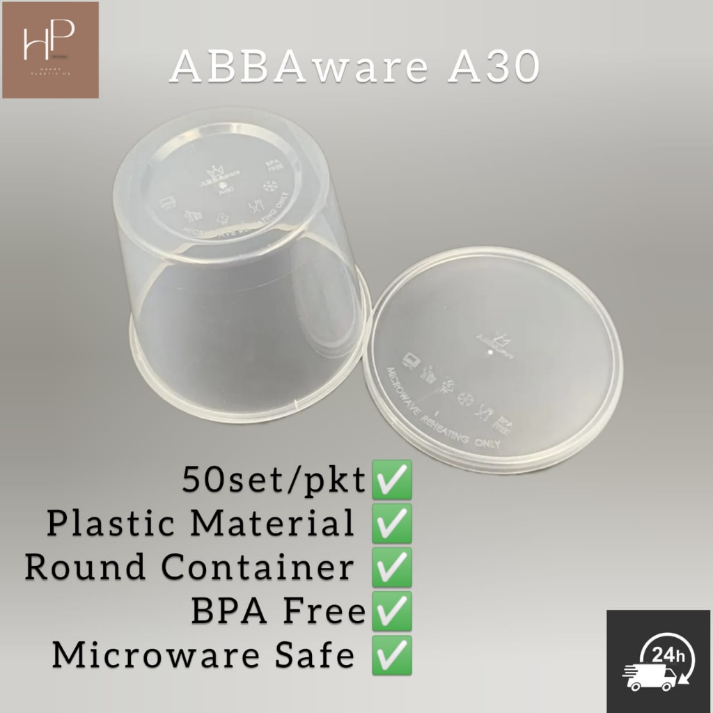 (Ready Stock)ABBA ware A30 30oz Round Disposable Plastic Food Container ...