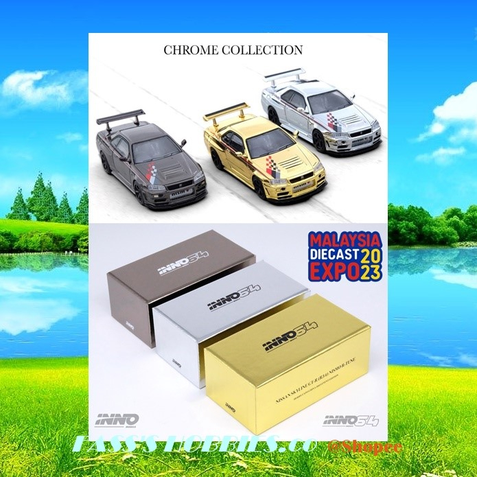 INNO64™ CHROME EDITION 3 CAR SET R34 NISSAN SKYLINE GT-R R34 NISMO R ...
