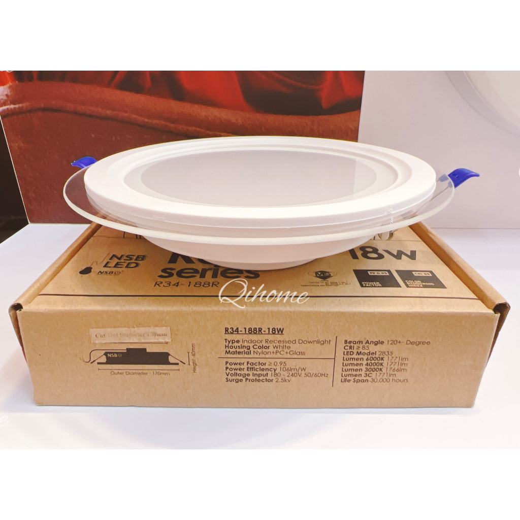 NSB 18W GLASS LED DOWN LIGHT ROUND/NSB R34-188R GLASS 18W DOWN LIGHT ...