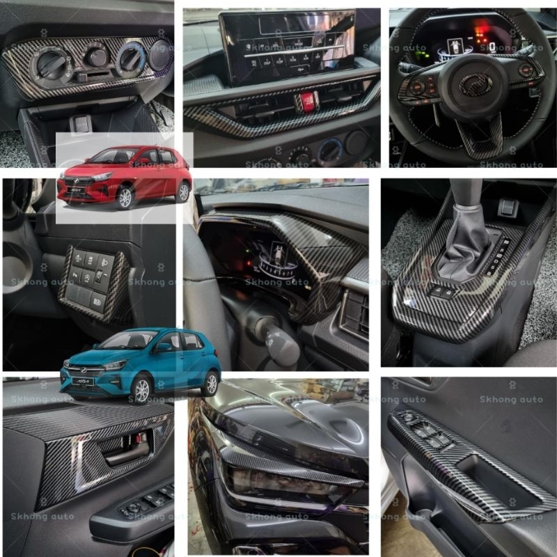 Perodua axia new 2023 accessories carbon fiber exterior decoration gear ...