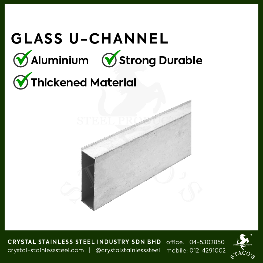 STACOS Aluminium Glass U Channel Frame Profile Removable Strip Equal ...