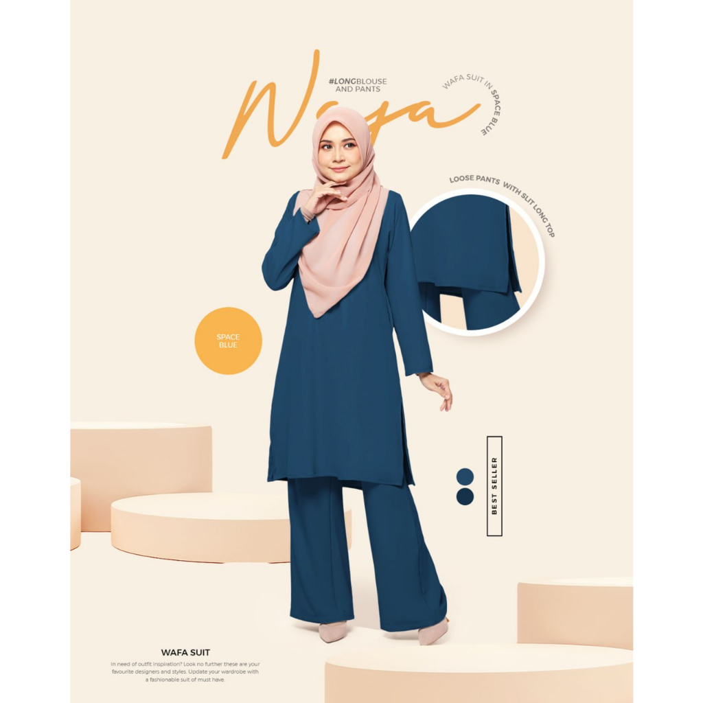 Muslimah Suit Wafa Suit One Set ( Blouse + Pants ) | Shopee Malaysia