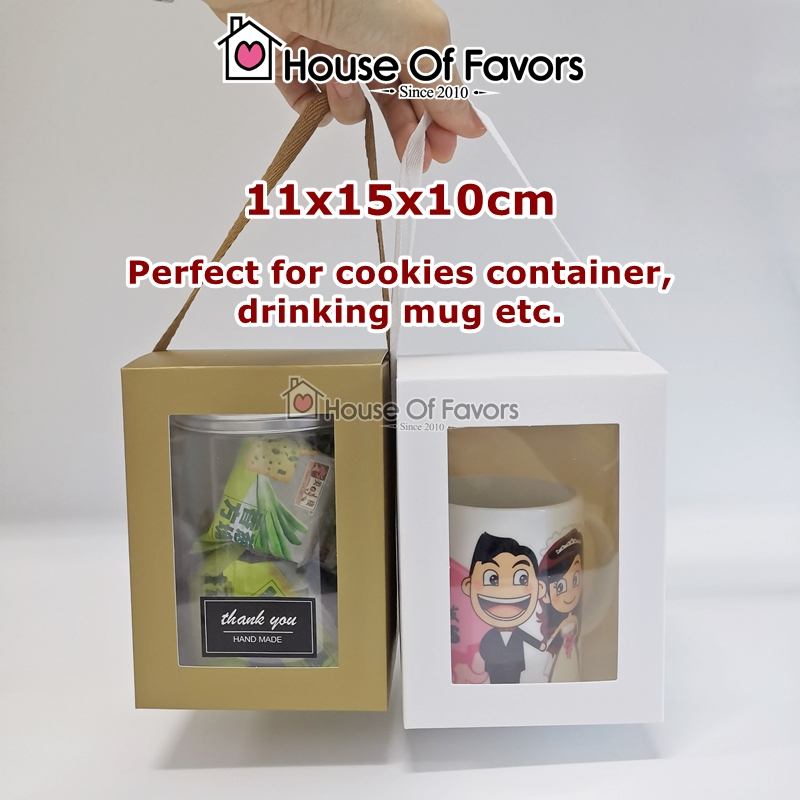 25pc 11x15x10cm Gift Box With String & Window Kotak Glass Mug Balang ...