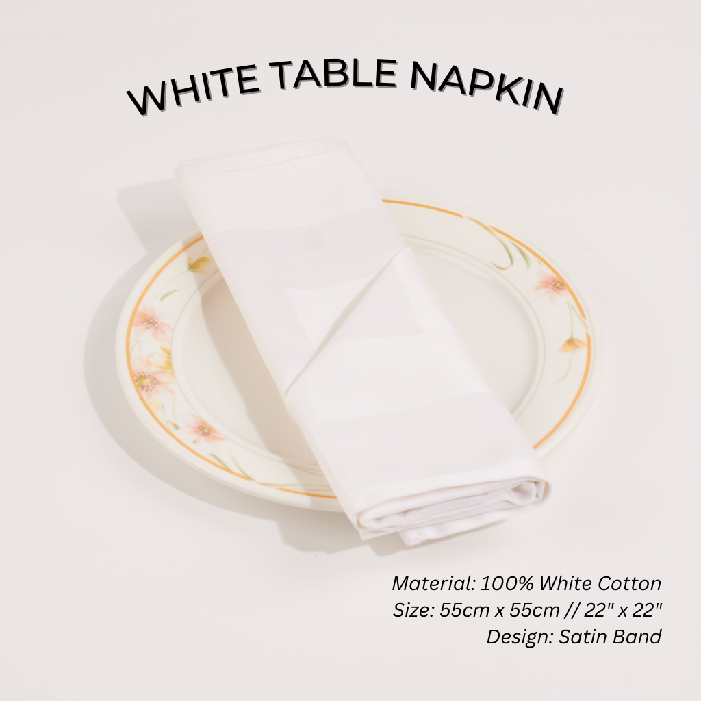 White Table Napkin 100% Cotton Ready Stock in KL (4pcs/set) | Shopee ...
