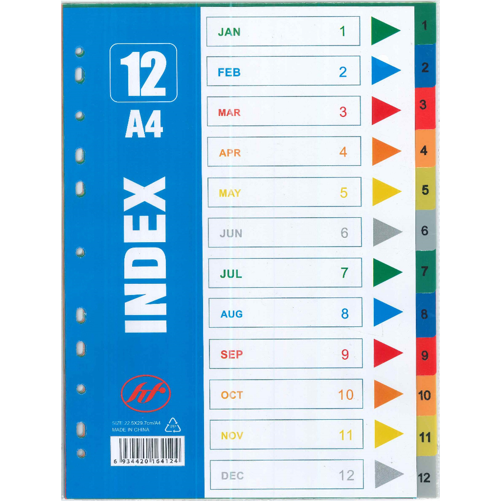 PP COLOUR INDEX DIVIDER 1-12 ( A4 SIZE ) PLASTIC | Shopee Malaysia