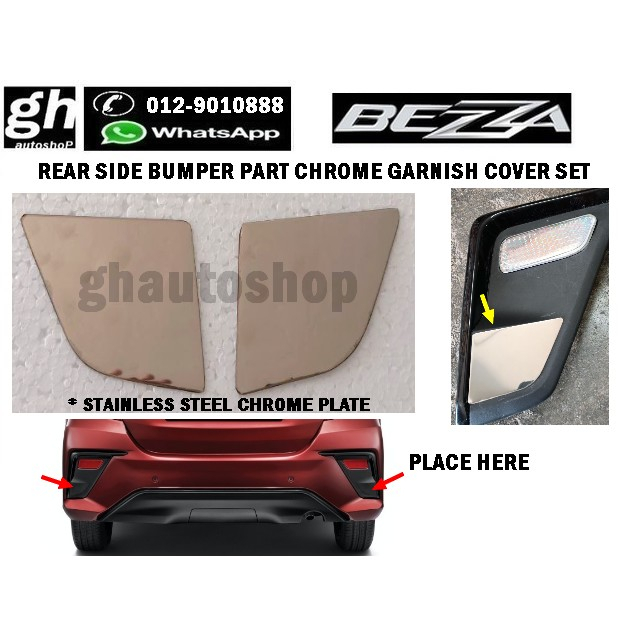 BEZZA Yr 2019 rear side bumper part chrome garnish cover set (2pcs ...