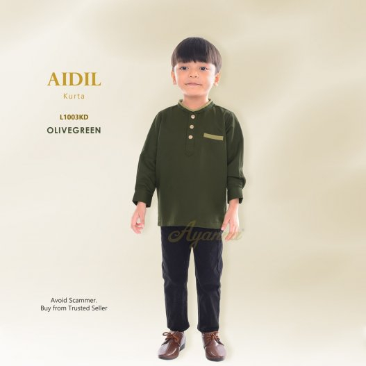 Tema Olive Green Kurta Baju Melayu Budak Lelaki Kids Plain Muslim ...