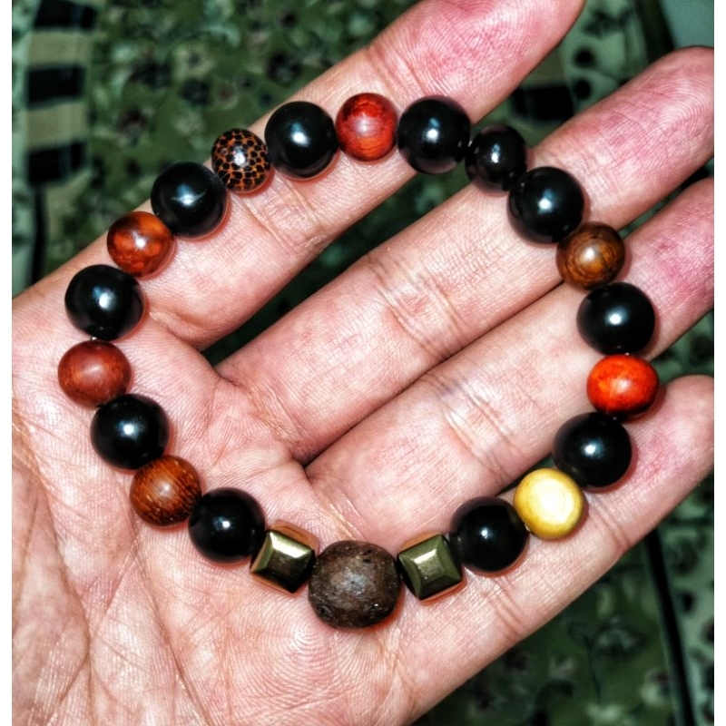 Gelang Gabungan antara Batu Petir Api+Teras Kayu pelbagai jenis+Kursani ...
