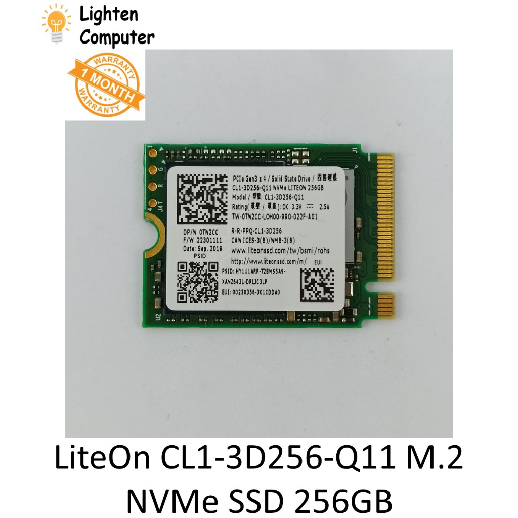 Lite-On CL1-3D256-Q11 M.2 NVMe 256GB SSD Solid State Drive PCIe M.2 ...