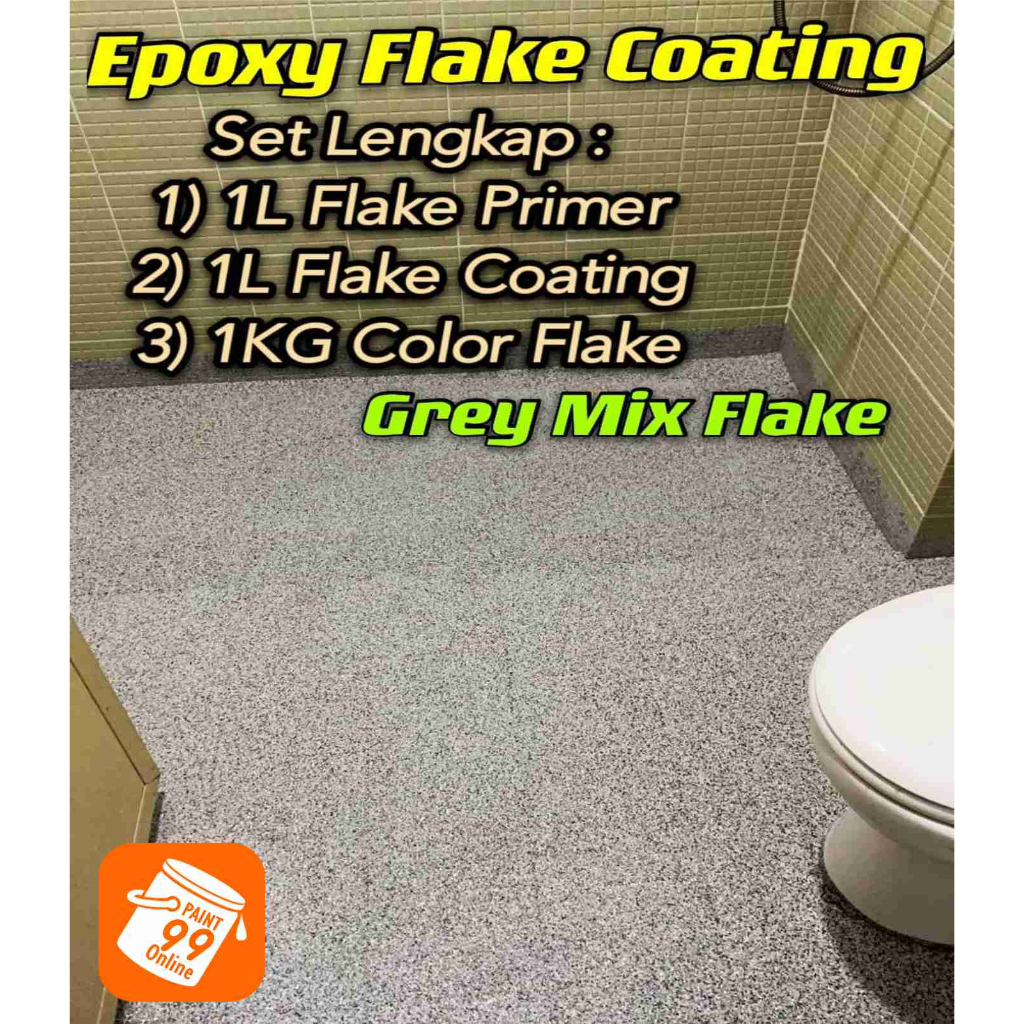 FULL SET Flake Coating Epoxy ( GREENTECH ) Toilet Tile Floor Waterproof ...