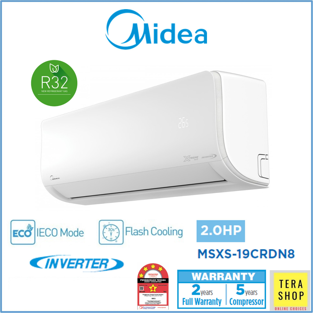 Midea MSXS-19CRDN8 2HP / MSXS-25CRDN8 2.5HP R32 Inverter Air Conditioner Aircond | Shopee Malaysia