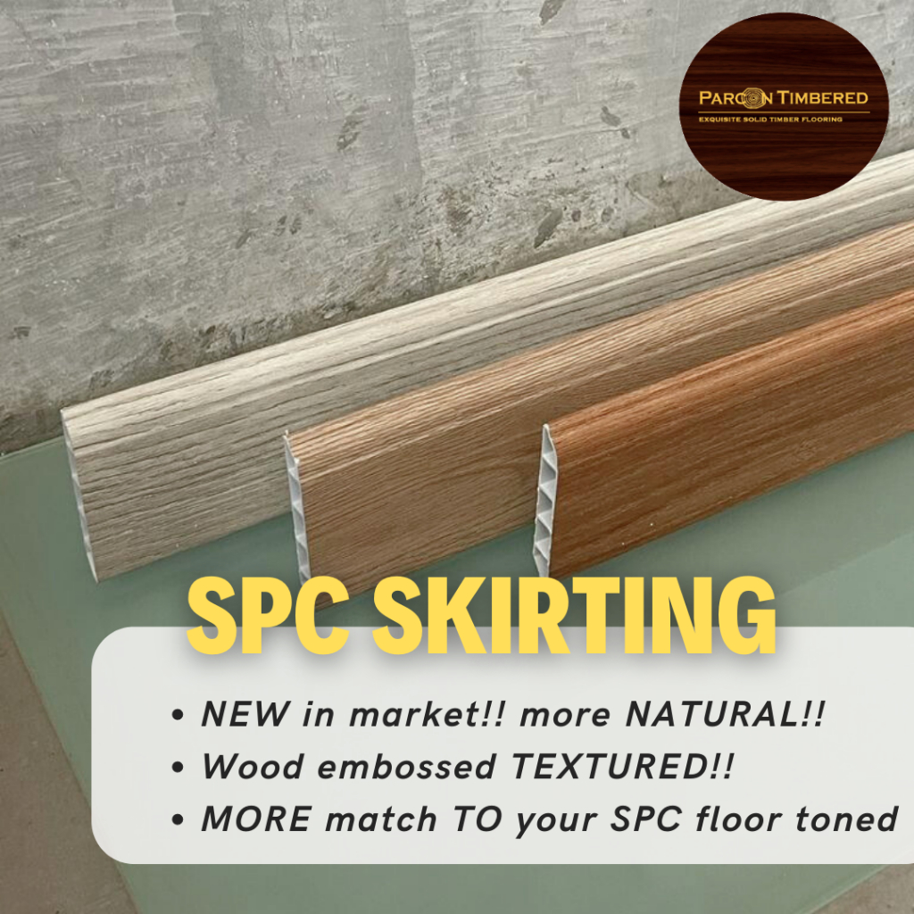 SPC Skirting 8ft with wood embossed (Accessories SPC and Vinyl Flooring ...