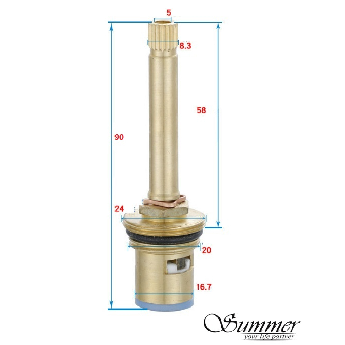 Stopcock Long Cartridge Headwork 1/2" Quarter Turned Cartridge Spindle ...