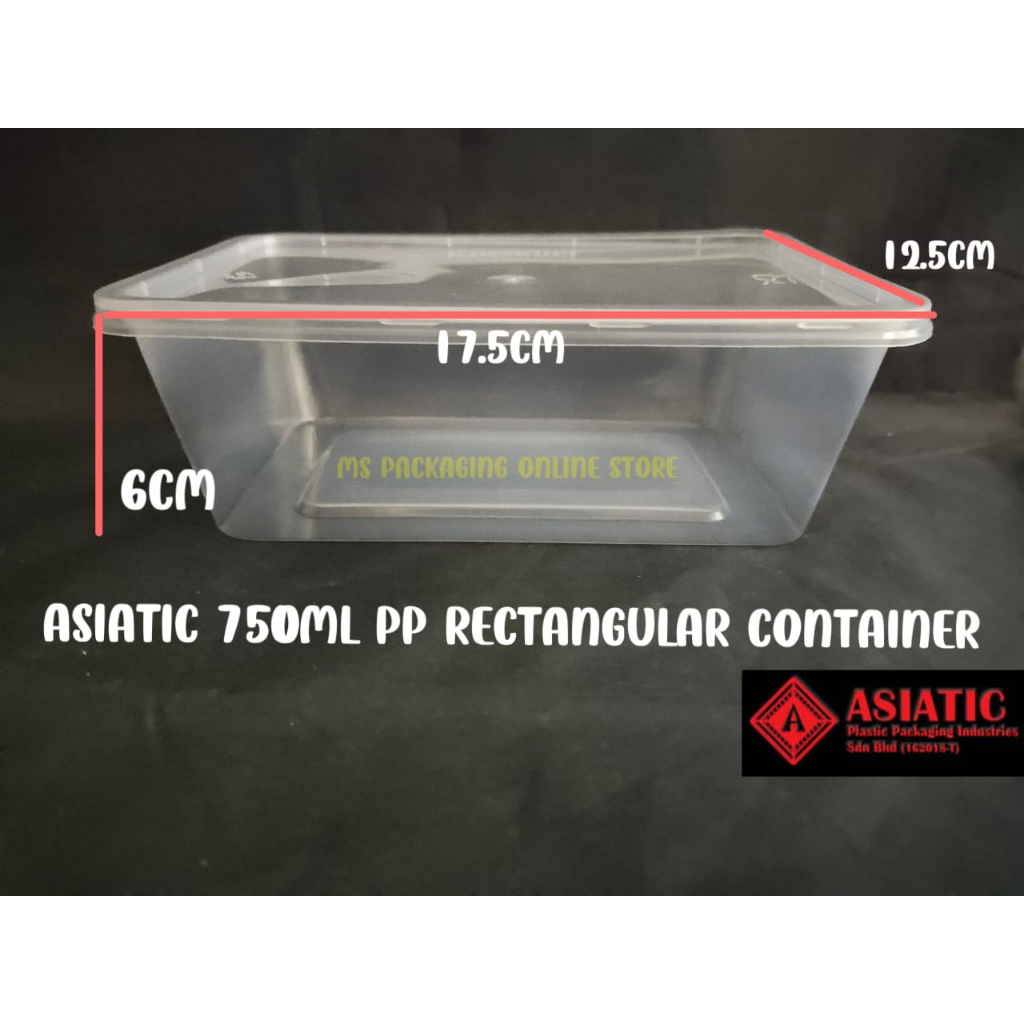 ASIATIC 750ml PP Rectangular Container with Lid (25sets±) 750 ml Disposable PP Plastic Food Box ...