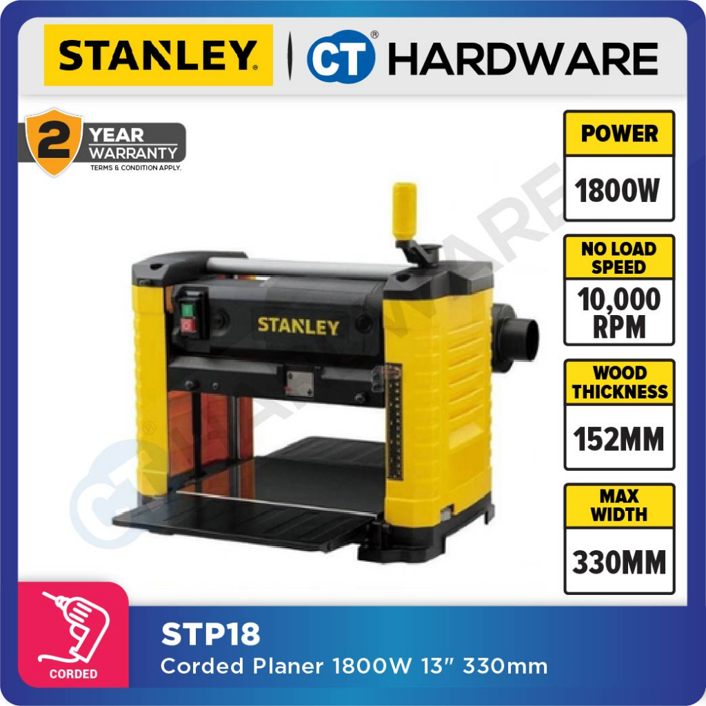 STANLEY STP18 CORDED PORTABLE TABLE WOOD PLANER 1800W 13" 330MM ( STP18 ...