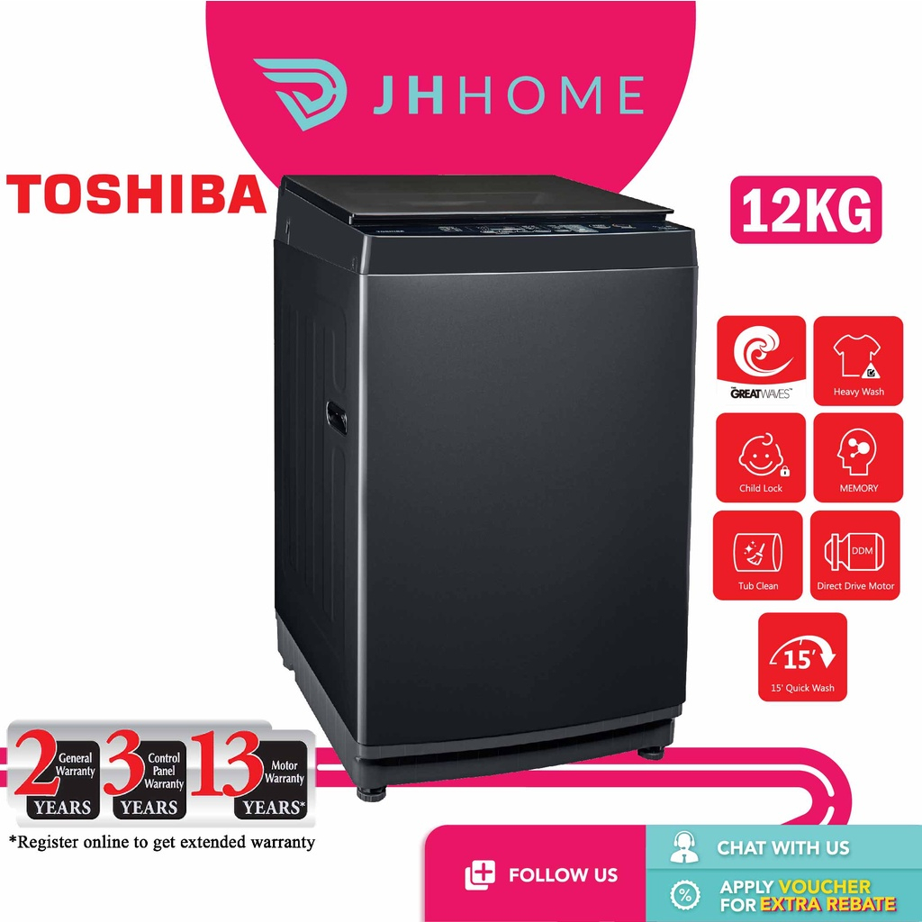 Toshiba 12KG Inverter Fully Auto Top Load Washer Washing Machine AW ...