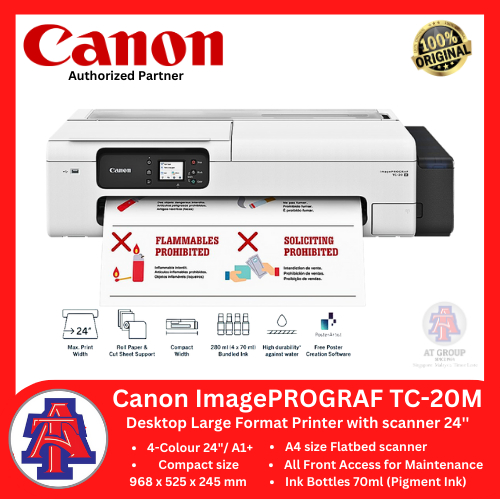 Canon TC-20M imagePROGRAF TC20M A4 FLATBED SCANNER | CAD POSTER 24" | A1+ Size | Roll | Cut ...