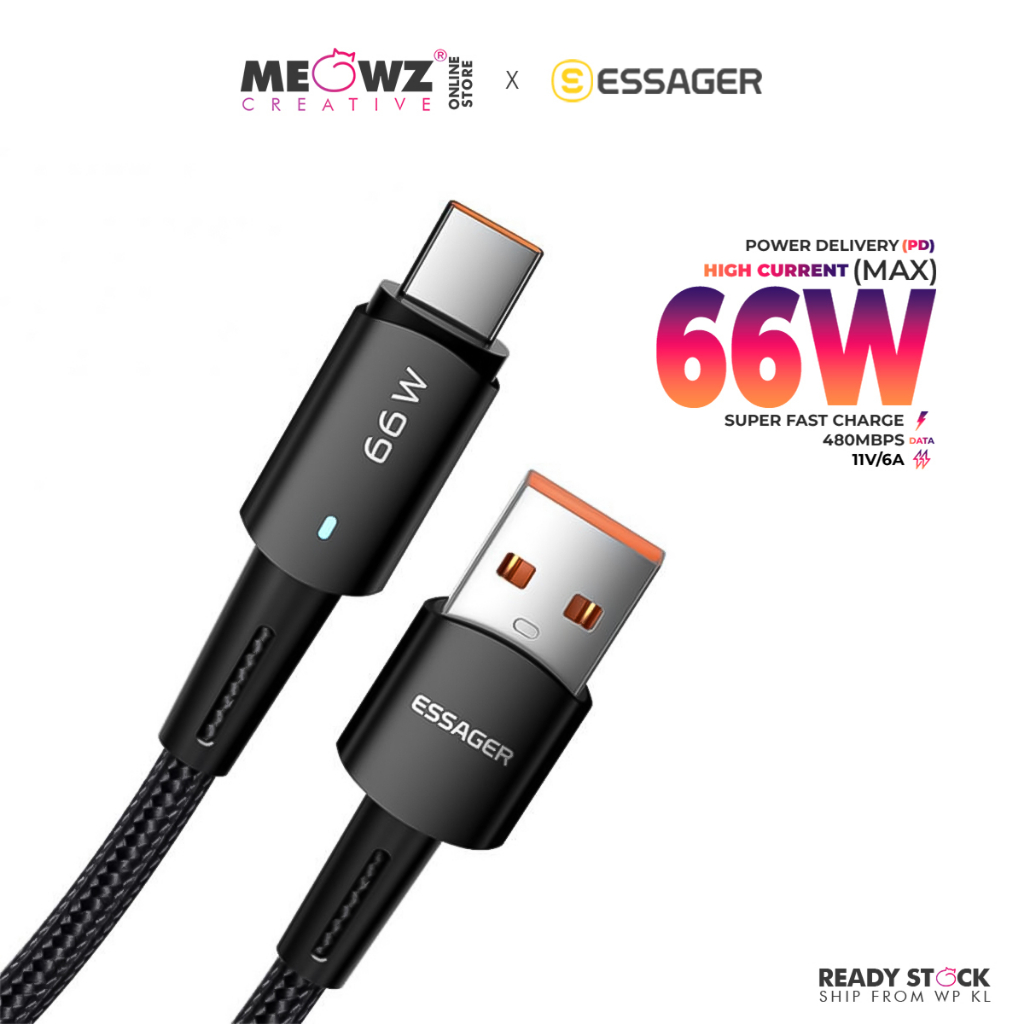 Essager 6A 66W USB to Type-C Super Fast Charging Cable for Mobile Phone ...