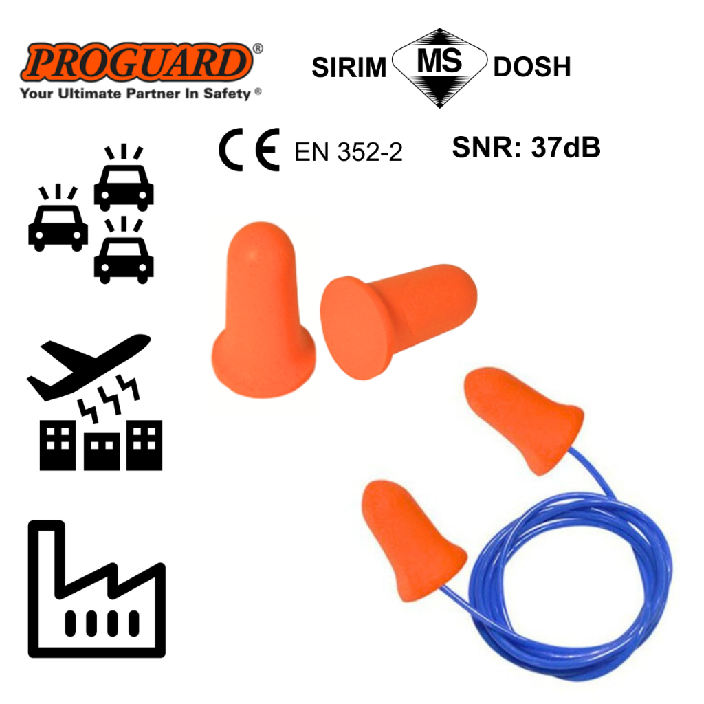 (5 Prs/Pack) SNR 37dB Disposable Corded Uncorded Soft PU Foam Earplug Hearing Protection SIRIM ...