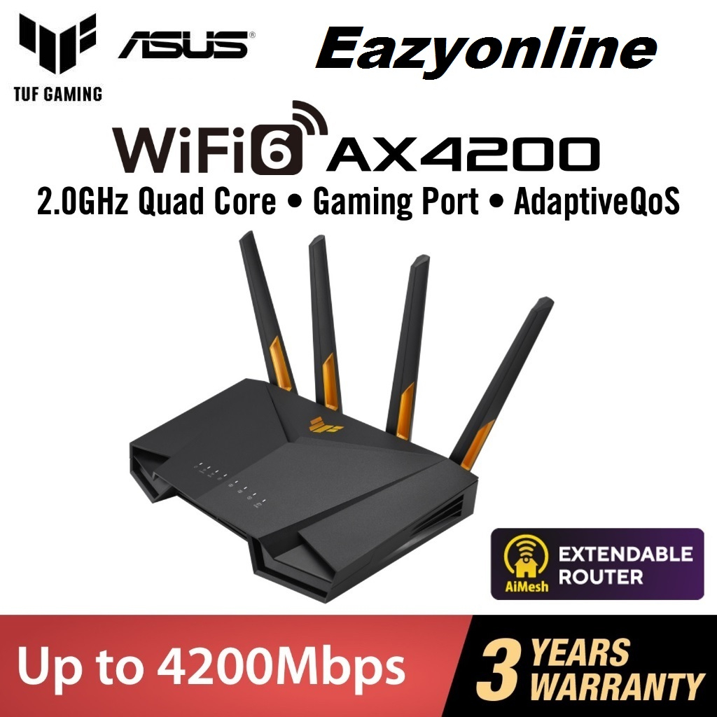 ASUS TUF-AX4200 WiFi 6 AX4200 TUF Gaming Wireless Router Dual Band Game ...